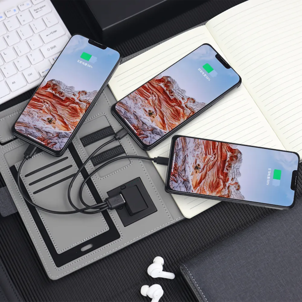 Smart Wireless Charging Notebook With 8000mAh Powerbank