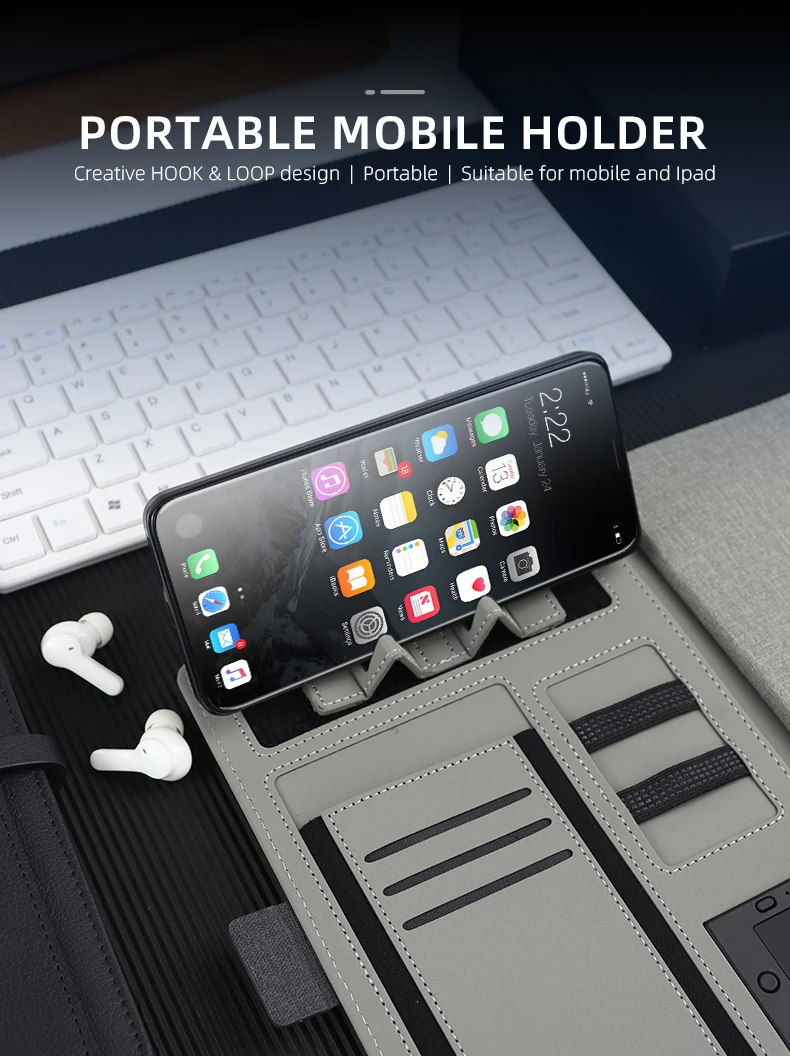 Smart Wireless Charging Notebook With 8000mAh Powerbank